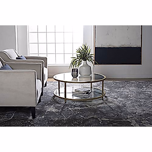 Studio Designs Home Camber 2-Tier Modern 38" Round Coffee Table in Gold/Clear Glass
