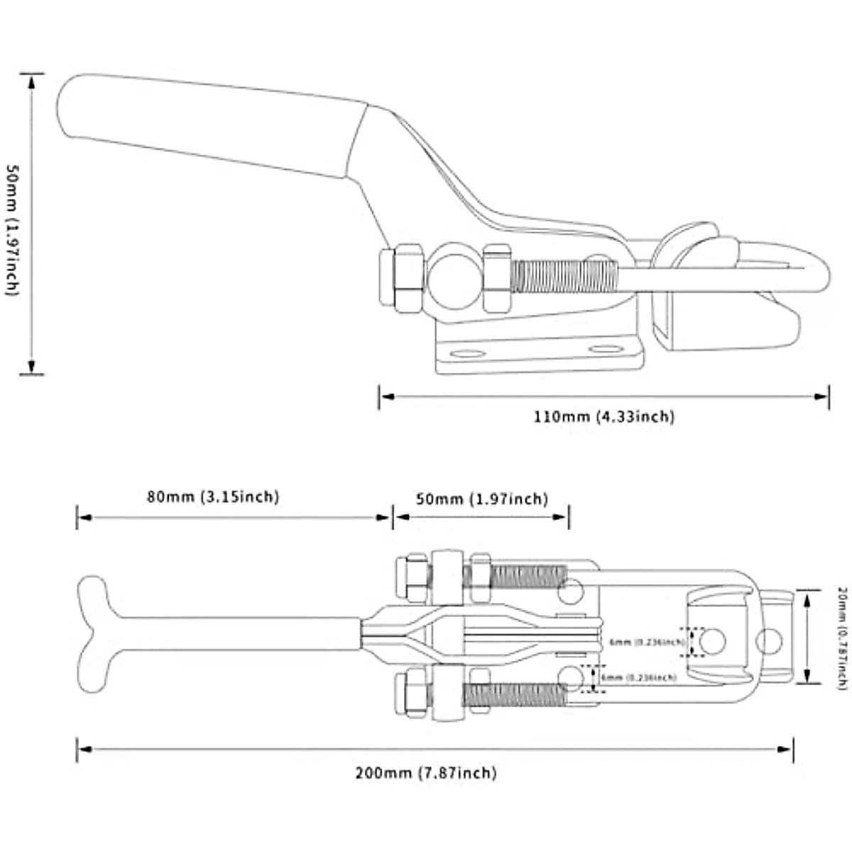 2000lbs Toggle Clamp 431,Heavy Duty Toggle Latch Clamp for Tire Carrier Latch,Quick Release Latch,Cam Lever Clamp.Adjustable Latch for Lid Latch,Cam Clamp Latch,Pull Latch & Draw Latch Hardware-XGDDEG