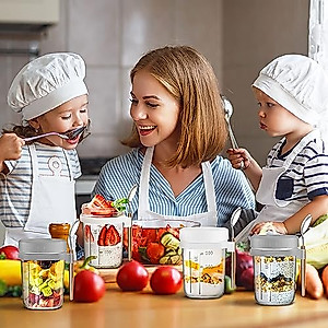 Tekuve 4 Pack Overnight Oats Containers with Lids and Spoon, 16 oz Glass Mason Jars with Airtight Lid for Overnight Oats Meal Prep Chia Yogurt Salad Fruit Gray White