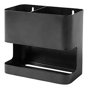 MyGift Black Metal Wall Mount Hair Tools Holder with 2 Slots, Salon Hair Styling Accessories Organizer Rack, Blow Dryer, Straightener and Curling Iron Holder