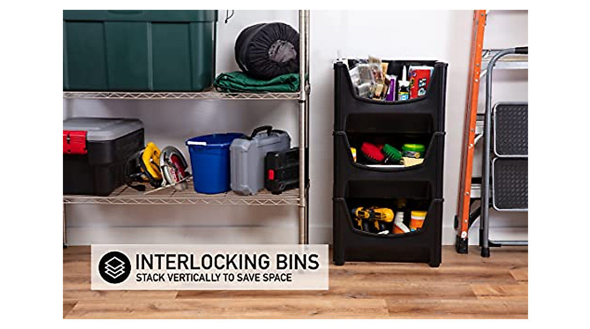 Mighty Tuff Jumbo Stackable Storage Bins - Space-Saving Organizers