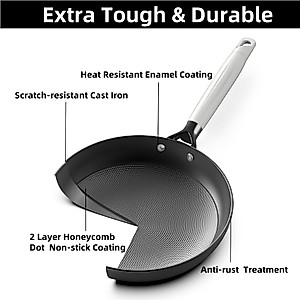 JOOBYFOD Nonstick Frying Pan, 8 Inch Skillets and Frying Pans with Removable Handle, Honeycomb Cooking Surface Cast Iron Pan Dishwasher Safe, Oven Safe To 500°F