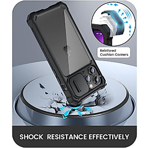 Caka for iPhone 13 Pro Max Phone Case, iPhone 12 Pro Max Case with Slide Camera Cover & Built-in Screen Protector Heavy Duty Shockproof Phone Case Cover for iPhone 13 Pro Max 12 Pro Max 6.7, Black