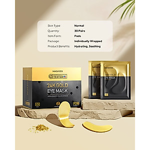 Maskiss 24k Gold Under Eye Patches (30 Pairs), eye mask, Collagen Skin Care Products, Eye Patches for Puffy Eyes, eye masks for dark circles and puffiness
