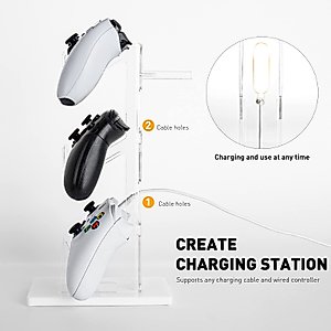 OAPRIRE Universal 3 Tier Controller Holder and Headset Stand for PS5 PS4 XBOX ONE SWITCH STEAM, Controller Stand Gaming Accessories, Build Your Game Fortresses (White)