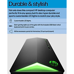 HP Pavilion Gaming Desktop, AMD Ryzen 7 5700G Processor, NVIDIA GeForce RTX 2060 graphic, 16 GB RAM, 1 TB SSD, Windows 11 Pro (TG01-2460, shadow black)