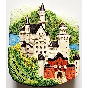 WitnyStore Tiny Neuschwanstein Castle in Southern Bavaria Germany Central Europe Tourist Attractions Resin Refrigerator Magnet Traveler Souvenir Gift Memento 3D Fridge Magnets