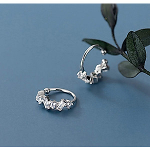 SLUYNZ 925 Sterling Silver CZ Cuff Earrings for Women Small Hoop Earrings No Piercing Cartilage Earrings (A-Silver)