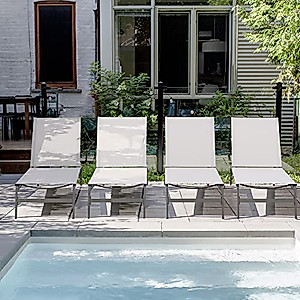 HAPPATIO Patio Chaise Lounge,Patio Lounge Chair with Breathable Textilene Fabric,Outdoor Patio Lounge Chairs for Patio Backyard Porch Poolside(Light Gray)