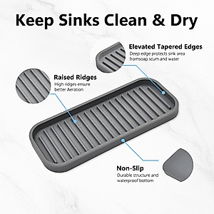 silicone sponge holder - dish soap holder for kitchen counter 2 Pack, Waterproof sponge soap tray for kitchen sink bathroom, Multipurpose sink caddy organizer for soap dispenser Scrubbers Makeup Gray