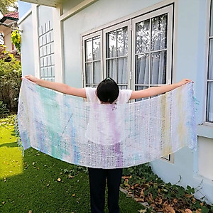 Cotton Scarf for Spring, Color Shade Scarves for Women, Colorful Wrap Shawl, Soft Swimwear Cover, Handmade Knitted Scarfs (Indigo)