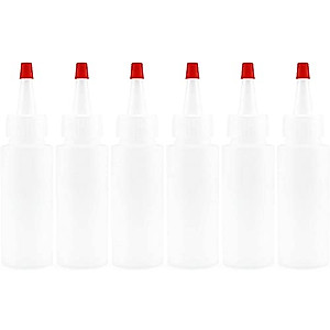 Cornucopia 2oz HDPE Plastic Squeeze Bottles w/Yorker Tips (6-Pack), Empty Refillable Bottles for Arts, Crafts & Kitchen