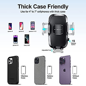 Eyemay 2023 Upgraded Car Phone Holder Mount - [ Bumpy Roads Friendly ] Phone Mount for Car Dashboard Windshield Air Vent 3 in 1, Hand Free Mount for iPhone 14 13 12 Pro Max Samsung All Cell Phones