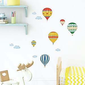 DECOWALL DS-8011 Colourful Hot Air Balloons Kids Wall Stickers Wall Decals Peel and Stick Removable Wall Stickers for Kids Nursery Bedroom Living Room (Small) d?cor