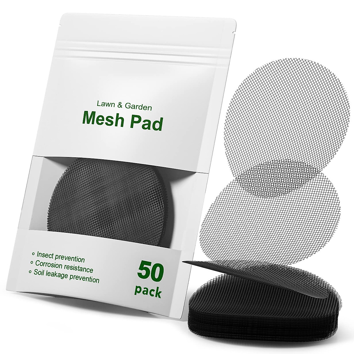 LE TAUCI Plant Pot Hole Mesh Pads, 4-Inch Round Flower Pot Drainage Covers, Prevent Soil Loss, Durable Reusable, Bonsai Bottom Grid Mat, Gardening Essentials, 50-Pack