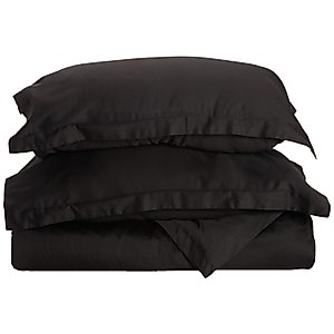 300-Thread Duvet Cover Set, Premium Long-Staple Cotton, Twin, Black