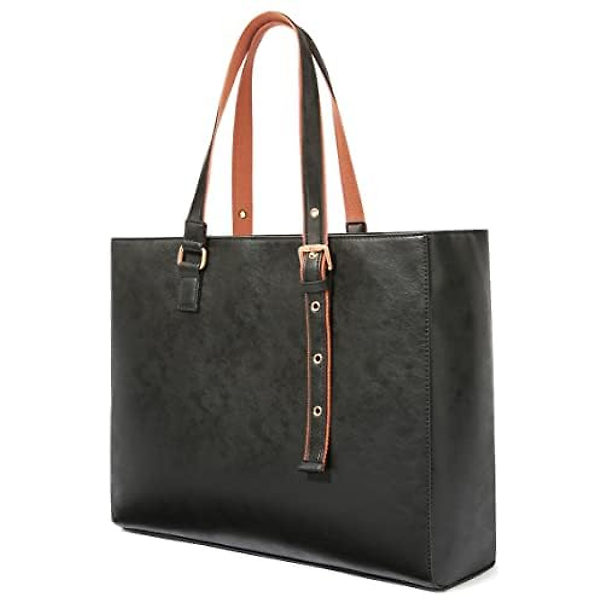 Laptop Tote Bag for Women 15.6 Inch Waterproof Leather Work Bag Briefcase Women Business Office Computer Bag Black