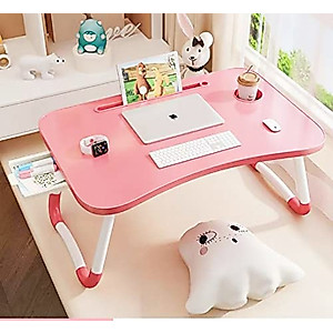 Foldable Bed Table for Laptop, Laptop Desk Table Stand, Laptop Bed Tray Table with Storage Drawer, Notebook Stand Lap Desk for Writing Reading Eating, Portable Laptop Table for Bed Sofa Floor