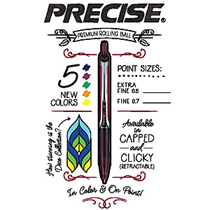 PILOT Precise V5 RT Refillable & Retractable Liquid Ink Rolling Ball Pens, Extra Fine Point (0.5mm) Black Ink, 2-Pack (26050)