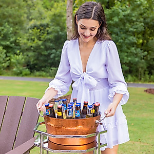 BREKX Insulated Rose Gold Double Walled Ice Bucket for Parties, Anchored Wine Bucket/Large Ice Bucket with Handles, Drink Cooler for Parties, 12 Quarts (3 Gallon)