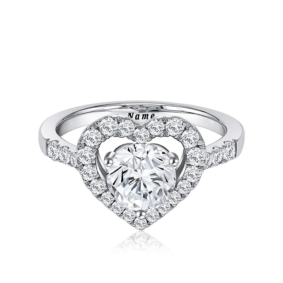 SISGEM 1.45 Carat (ctw) Moissanite Heart Engagement Ring for Women 10K 14k 18K Real Gold Wedding Ring with Engraved Name,Wedding Anniversary Ring (14K Gold)