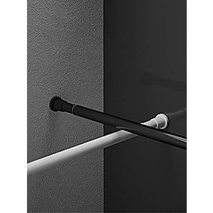 No Drilling 304 Stainless Steel Shower Curtain Pole 706，Double Spring Pressure Extendable Rail Hanging Pole 50-190cm (Size : 105-130cm) (Color : Black, Size : 5090cm)
