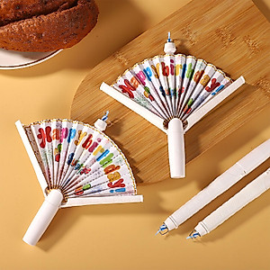 4pcs Novelty Fan Birthday Candles, Happy Birthday Candle Pop-up Surprise Birthday Candles Funny Cake Topper Candle Trick Candles for Party Supplies