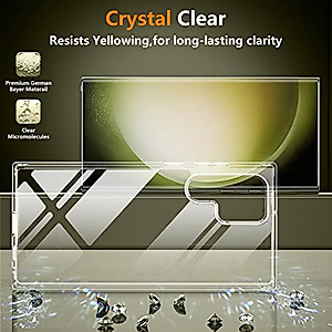 SPIDERCASE for Samsung Galaxy S23 Ultra Case, with 2 Pcs [Camera Lens Protector+Soft Screen Protector], [Anti-Yellowing] [Military Grade Shockproof] Slim Thin Galaxy S23 Ultra Case 6.8"，Clear