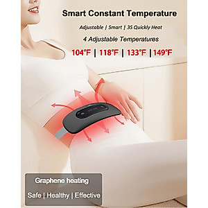 Electric Heating Pad, Portable Cordless Menstrual Heating Pad with 4 Heat Levels and 4 Massage Modes, Fast Large Heating Belly Wrap Belt for Cramps, Back Pain Relief Gifts for Women Girls Her(Black)