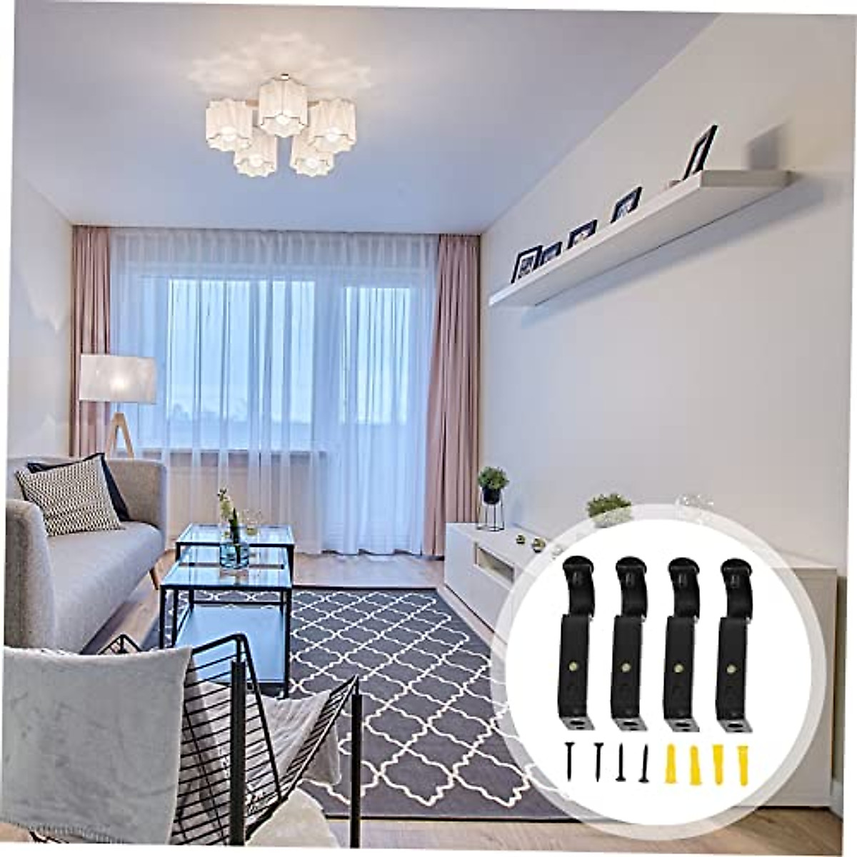 CAXUSD 4pcs Curtain Rod Holder Shower Curtain Hangers L Brackets Heavy Duty Metal Clothes Hanger Curtain Rod Rack Drapery Rod Hanger Simple Curtain Rod Brackets Pretty Bases Black Ceiling