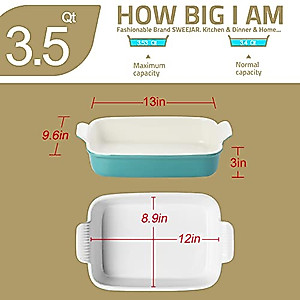 Sweejar Ceramic Baking Dish, Casserole Dish for Oven, 9x13 Inch Rectangular Lasagna Pan Deep, Bakeware with Handles for Cooking, Dinner, Kitchen, Banquet and Daily Use (Navy)