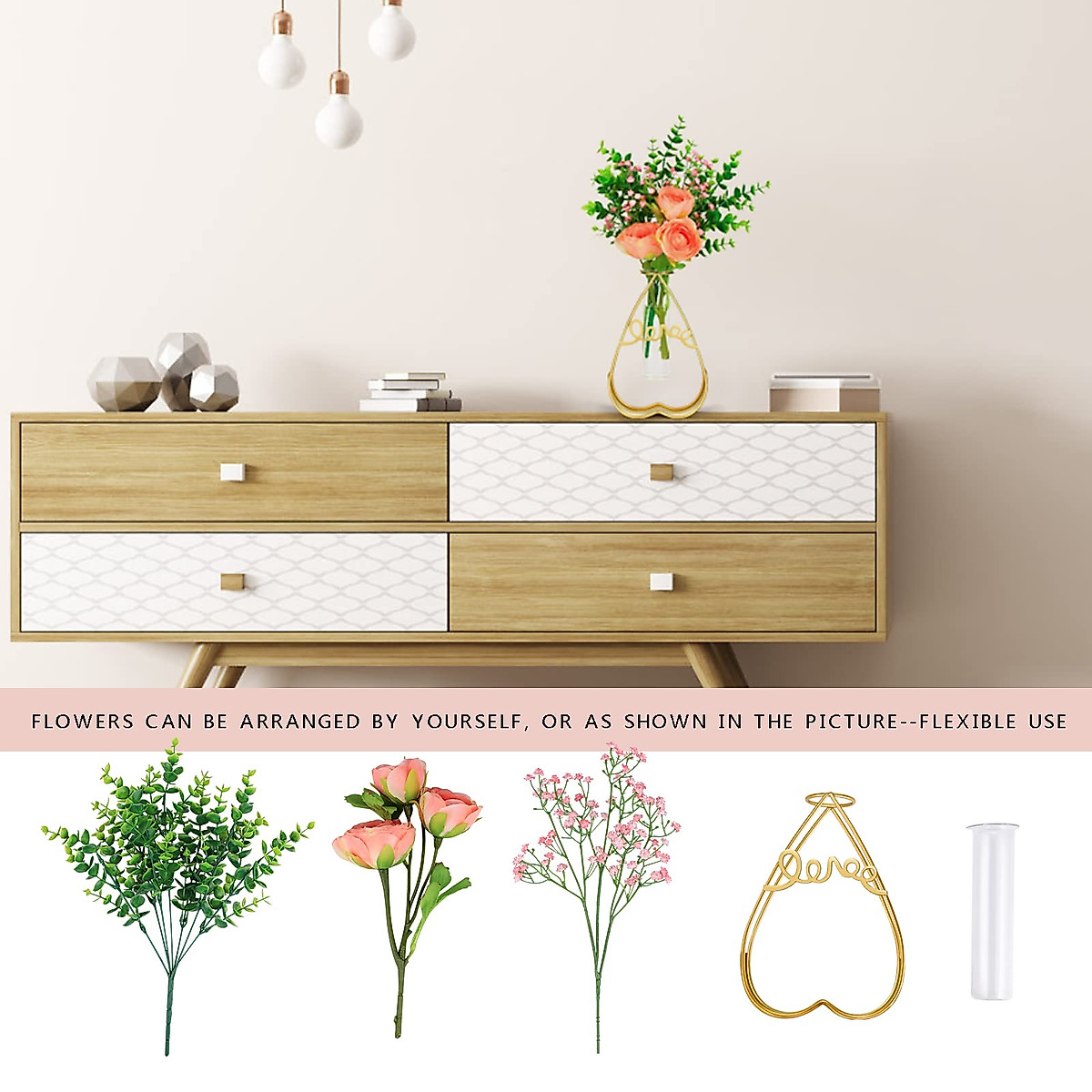 Fasjewly Artificial Flower Garland-16 Roses,7.2Ft Red Rose Vine Flowers Fake Flower Strings for Wedding,Garden Decor Home Party