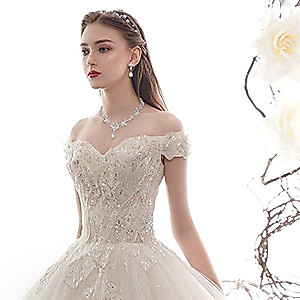 Florideco Wedding Bridal Jewelry Set for Women Rhinestone Necklace Bracelet Earrings Set Bridesmaid Crystal Jewelry