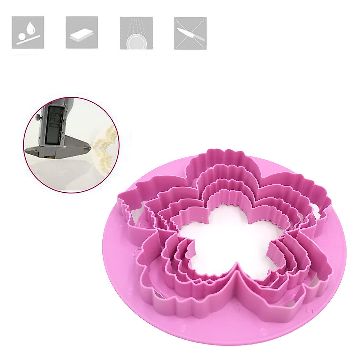 gobaker Big Peony Flower Cutters Set, Fondant Cake Gum Paste Flower Petal Cookie Cutter for Cake Decoration