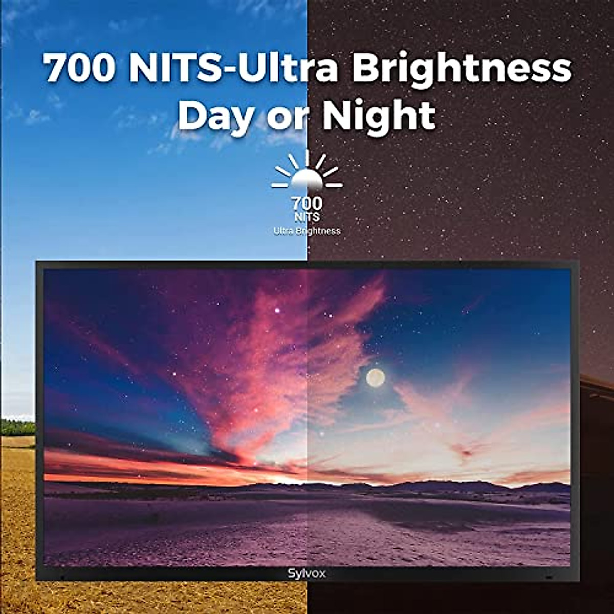 SYLVOX 43" Outdoor TV, Waterproof 4K Ultra HD HDR Smart TV with Bluetooth WiFi Function for Partial Sunshine Areas(2022, Deck Series)