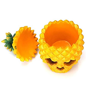 Onefuntech Resin Pineapple Skull Jewelry Storage Box,Skull Head Stationery Holder Skeleton Pen Holder Makeup Organizer Container Office Desk Home Halloween Decoration Ornaments