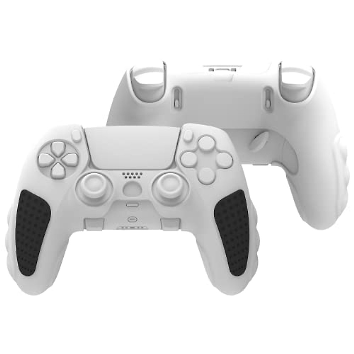 Anti-Slip Ergonomic Silicone Cover Case for ps5 Edge Controller, Soft Rubber Protector Skin for ps5 Edge Wireless Controller with Thumb Grip Caps (White)