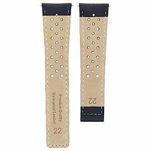 Ewatchparts Leather Watch Band Strap 22mm Compatible With Tag Heuer Carrera Monaco Cw2113-0 Deployment Black