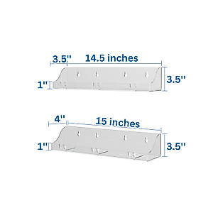 Acrylic Shower Shelves, Peel and Stick, No Drill Installation, Floating Shower Caddy, Bathroom Wall Storage, Clear Design Perfect for Organizing Bathroom Essentials, 2 Pack.