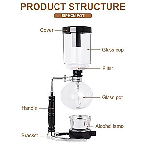 YUCHENGTECH Siphon Syphon Coffee Maker Tabletop Glass Siphon Pot Glass Technica Syphon Coffee Maker Siphon Vacuum Coffee Maker(5 Cups(600ml))
