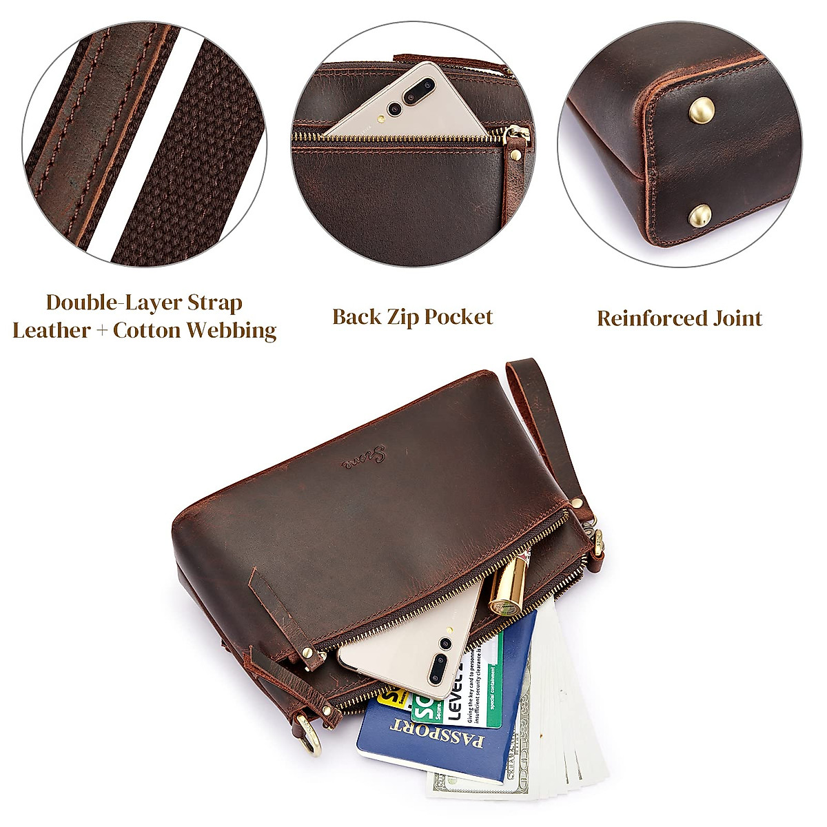 S-ZONE Small Genuine Leather Crossbody Bags for Women Purse and Handbag Wristlet