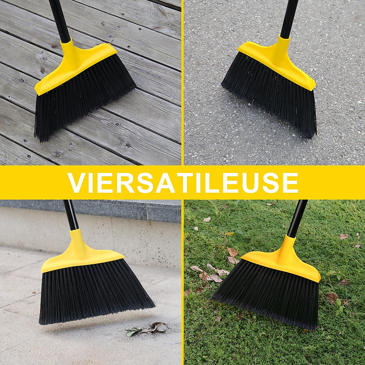 Outdoor Broom Heavy-Duty Indoor Brooms 54 Inches 3 Pack for Courtyard Garage Restaurant Lobby Patio Shop Home Kitchen Office Floor