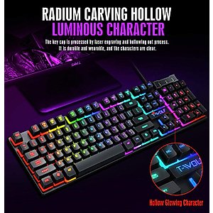 No/Brand Gaming Keyboard, Wired Keyboard with Mouse Combo, Gaming Player Kit with LED-Backlit Keyboard, Silent Gaming Mouse Kit for PC Laptops
