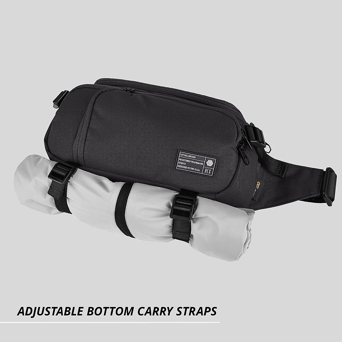 HEX Ranger Camera Mini Sling, Lightweight Water Resistant Mirrorless Camera Sling with YKK Zippers, Interior Dividers, Adjustable Load Straps & More, Blackout Camo