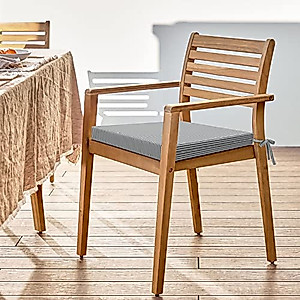 LVTXIII Outdoor Seat Cushions Seasonal Replacement Chair Cushions, Square Patio Chair Pads with Ties for Dining Chairs and Garden Furniture,18.5"x16"x2", 4 Pack, Strip Grey