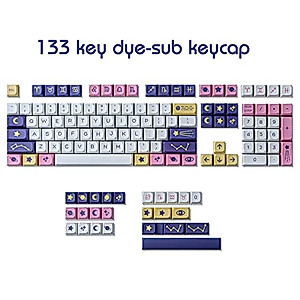 JOMKIZ Keycaps,132 Keys PBT Keycaps Set Constellation XDA Profile Dye Sublimation Customized US Layout Keycaps for with Cherry MX Switches Mechanical Keyboards
