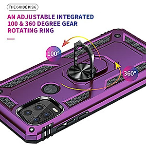 PUSHIMEI for Moto G Stylus 5G Case, Military Grade Heavy Duty Protection Phone Case Cover with HD Screen Protector Magnetic Ring Kickstand for Motorola Moto G Stylus 5G 2021 (Purple Military Case)