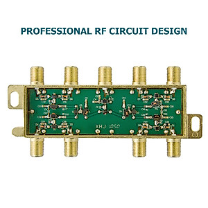 Signal Splitter - ANTOP AT-709 Coaxial Splitter 8 Way 2GHz- 5-2050MHz - Low-Loss RF Splitter for TV and Satellite - HD Coaxial Cable Splitter