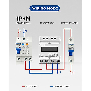 Elecnova 6-63A Miniature Circuit Breaker, 1Pole+N AC 20 Amp 230V, DIN Rail Mounted, Circuit Leakage, Overload, Short-Circuit Protection, 110V / 120V Available