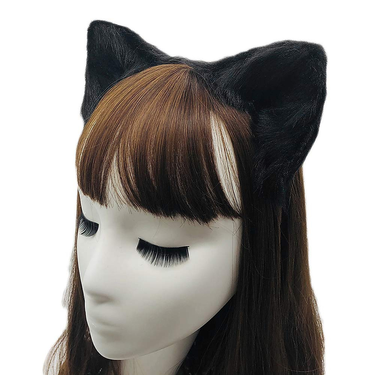 QinRuan Cat Fox Faux Fur Ears Headband Cute Halloween Fancy Dress Cosplay Handmade Animal Furry Ears Hair Hoop